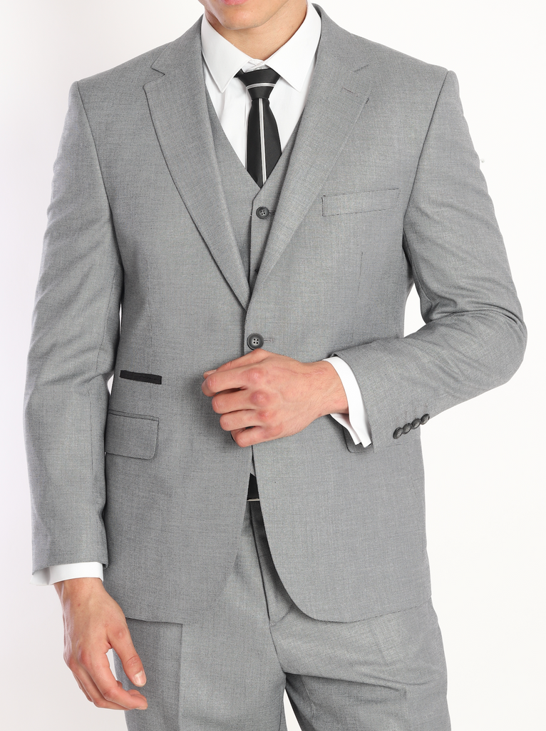 BARRON ASH I - Grey Texture Plain Three Piece Suit – ecanyon