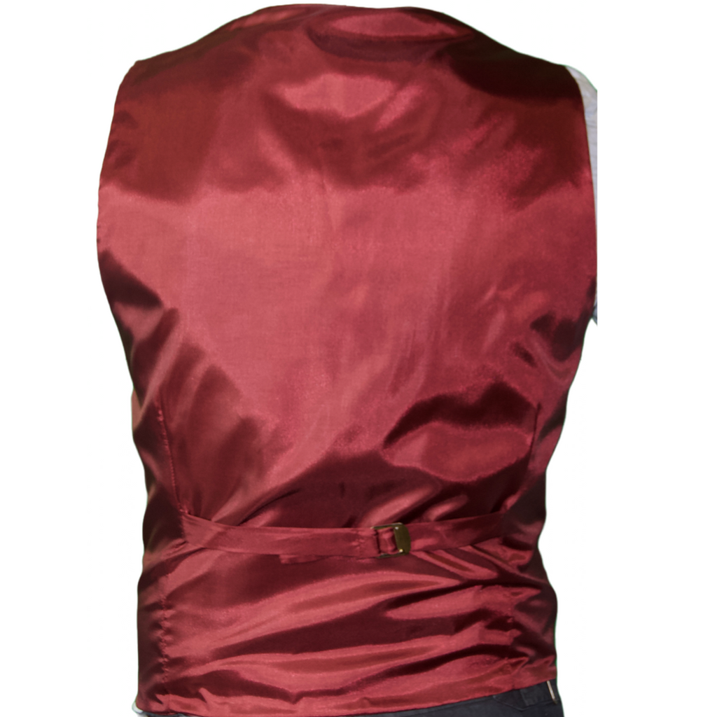 ICONIC BURGUNDY SINGLER - Red Check Single Breasted Waistcoat – ecanyon