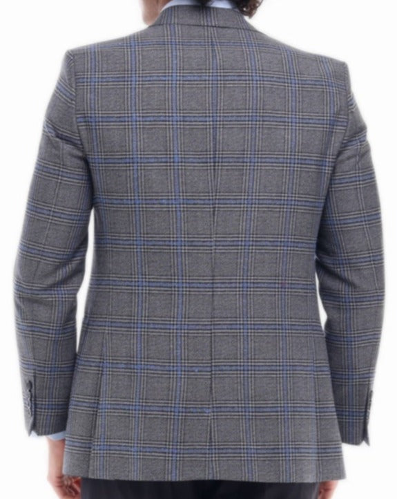 ICONIC GROOMED - Grey & Blue Check Blazer – ecanyon